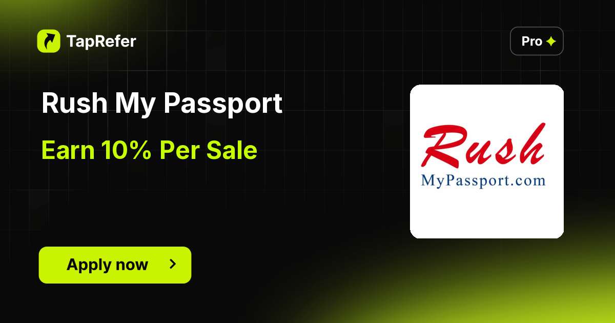 Rush My Passport Affiliate Program - 10% Per Sale - TapRefer