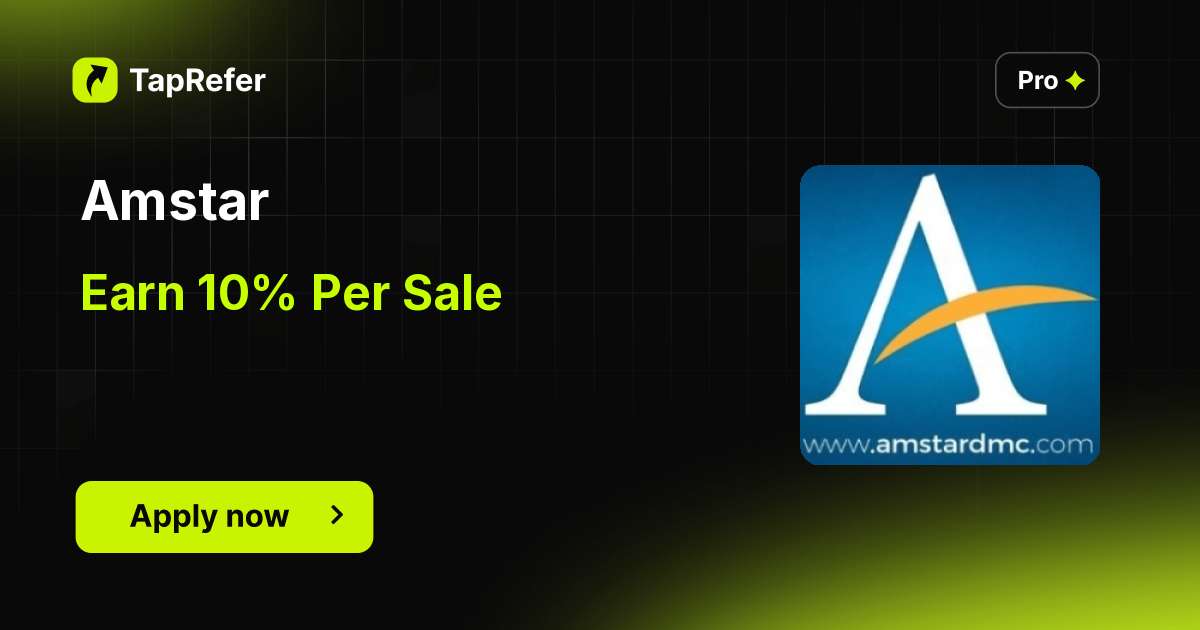 Amstar Affiliate Program - 10% Per Sale - TapRefer