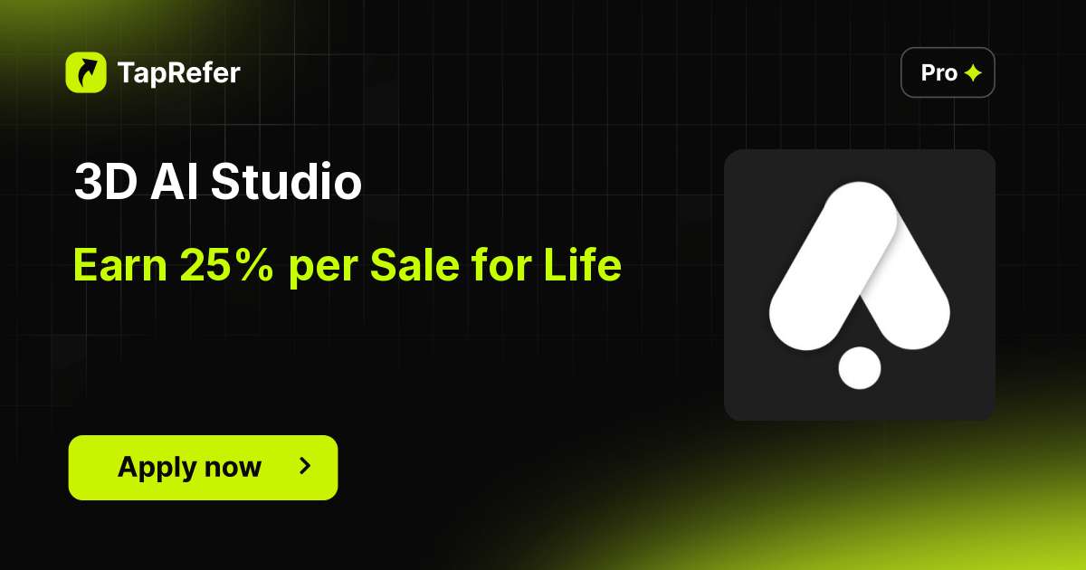 3D AI Studio Affiliate Program - 25% Per Sale For Life - TapRefer